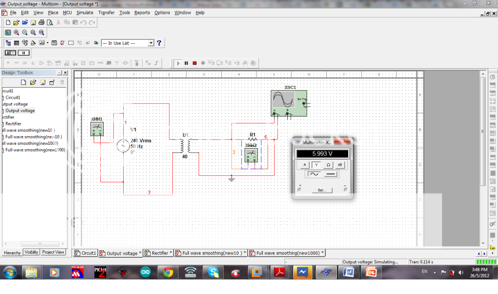 DC power supply from AC through bridge rectifier | All About Circuits